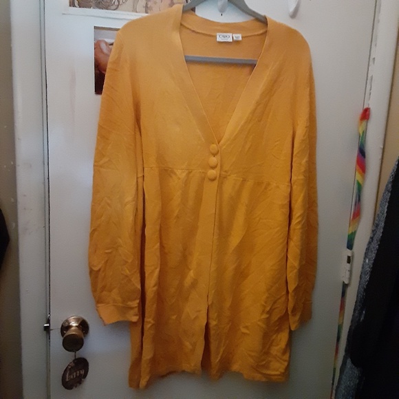 Cato | Sweaters | Cato 82w 2x 1x Mustard Yellow Gold Button Long Sleeve ...